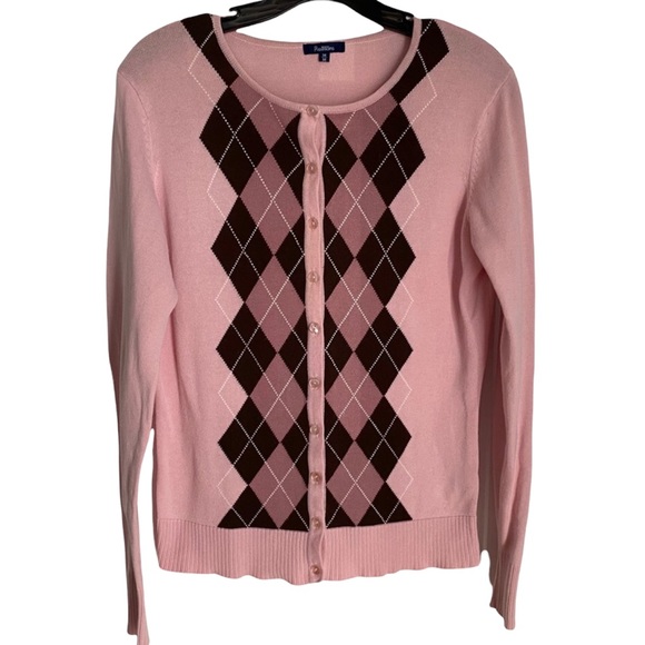 Reitmans | Sweaters | Pink Argyle Cardigan By Reitmans | Poshmark